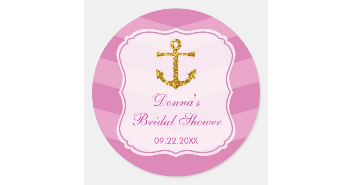 Glitter Anchor Nautical Favor Sticker | Zazzle