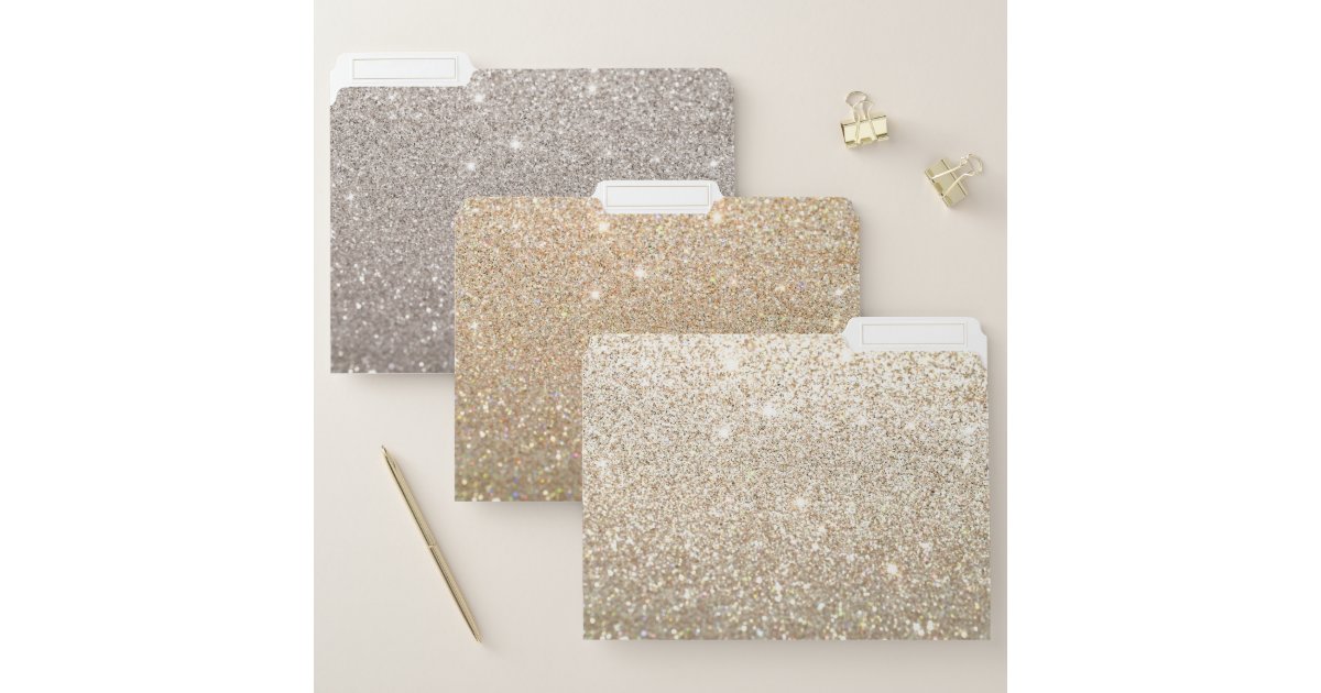 Glitter and Glamour Gold and Silver File Folder | Zazzle