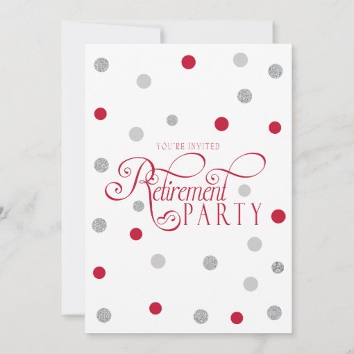 Glitter and Red Retirement Party Invitations | Zazzle