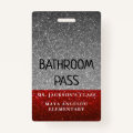 Glitter Back To School Colors Bathroom Hall Pass Badge | Zazzle