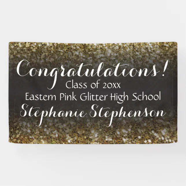Glitter Background Gold Graduation Party Banner | Zazzle
