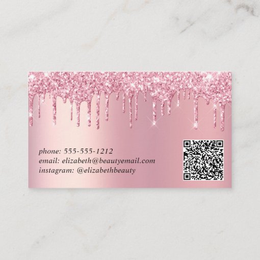 Glitter Beauty QR Code Pink Business Card | Zazzle