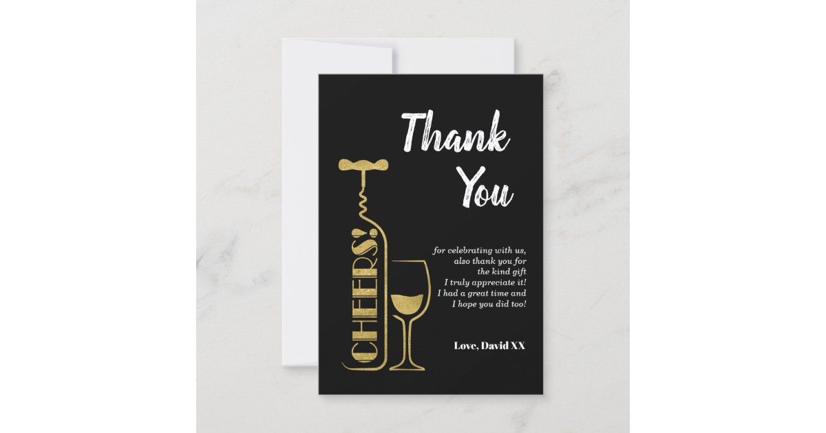 glitter, beer, wine, adult, thank you card | Zazzle