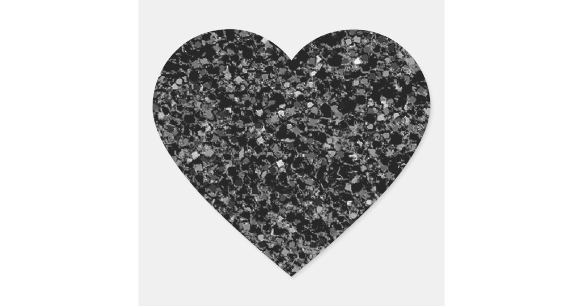 Glitter black heart sticker | Zazzle