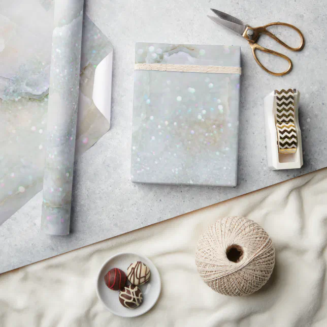 Glitter Blue Marble Wrapping Paper | Zazzle