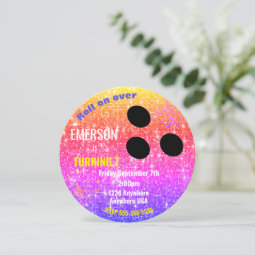 glitter BOWLING BALL, bowling, Glow birthday party Invitation | Zazzle