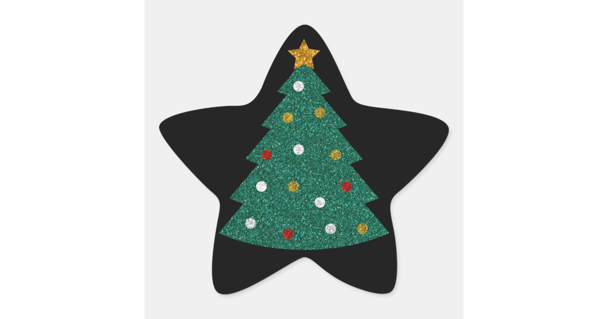 Glitter Christmas Tree Star Sticker | Zazzle
