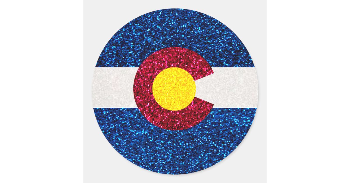 Glitter Colorado flag round stickers | Zazzle