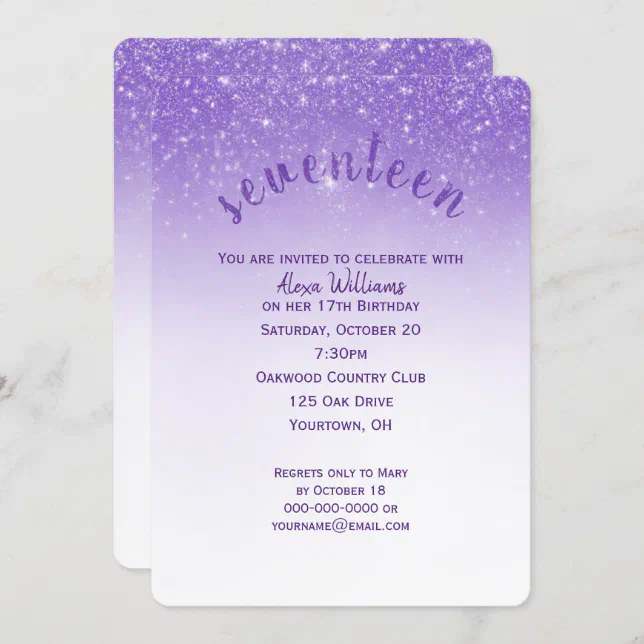 Glitter Confetti 17th Birthday Party Invitation | Zazzle