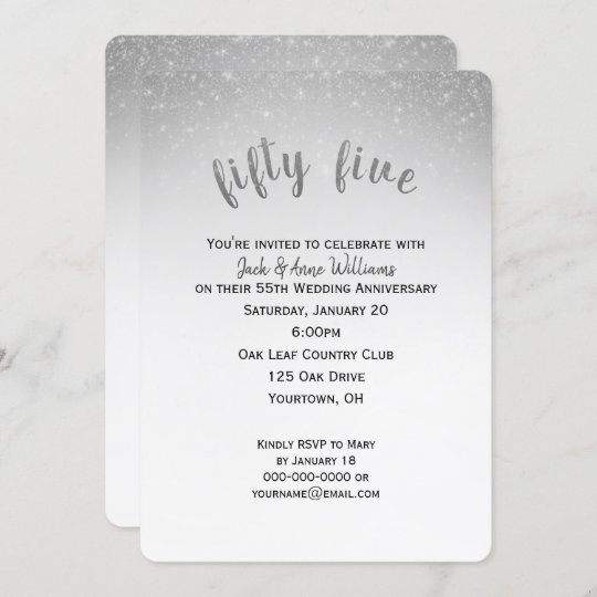 glitter confetti 55th wedding anniversary invitation | Zazzle.com