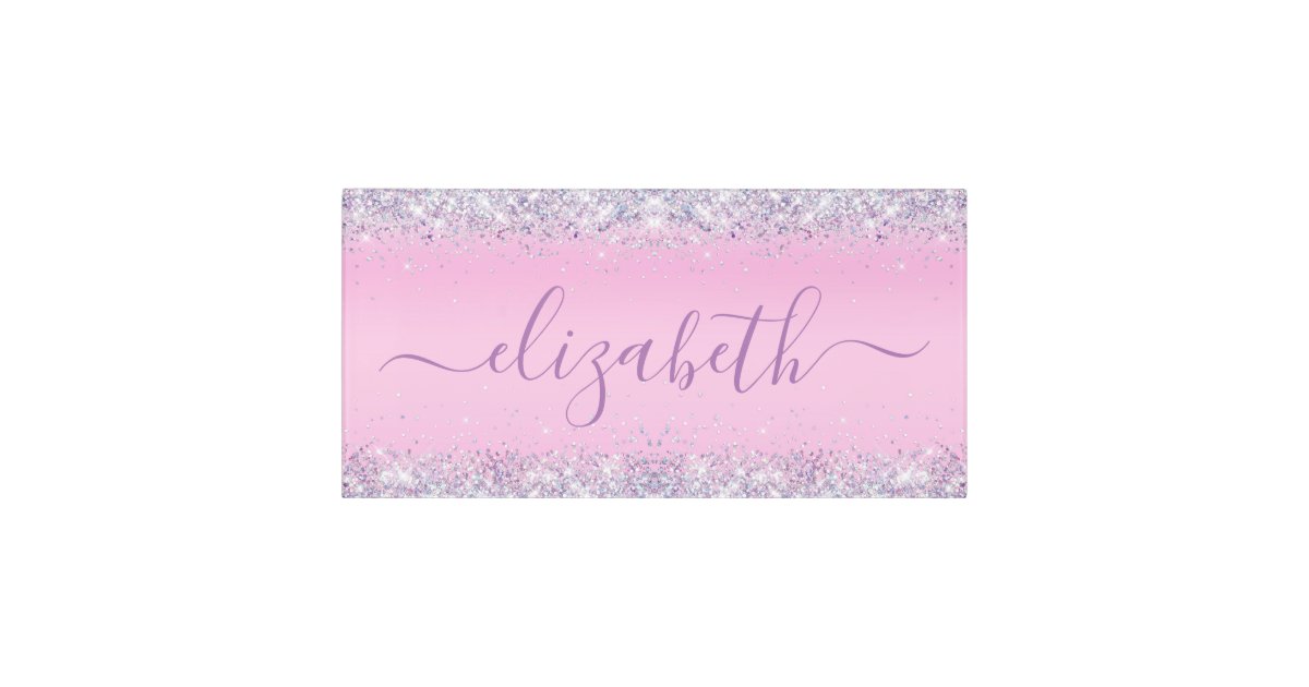 Glitter Confetti Personalized Pink Door Sign | Zazzle