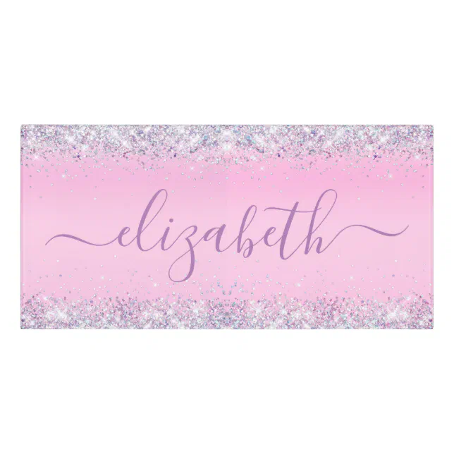 Glitter Confetti Personalized Pink Door Sign | Zazzle