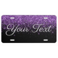 Glitter Custom Text License Plate Purple Black | Zazzle
