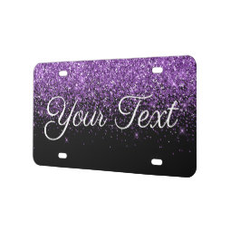 Glitter Custom Text License Plate Purple Black | Zazzle