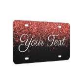 Glitter Custom Text License Plate Red Black | Zazzle