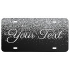 Glitter Custom Text License Plate Silver Black | Zazzle