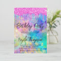 Glitter Drip Rainbow Birthday Party Invitation | Zazzle