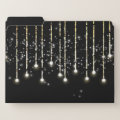 Glitter dripping string lights shiny black gray file folder | Zazzle