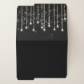 Glitter dripping string lights shiny black gray file folder | Zazzle