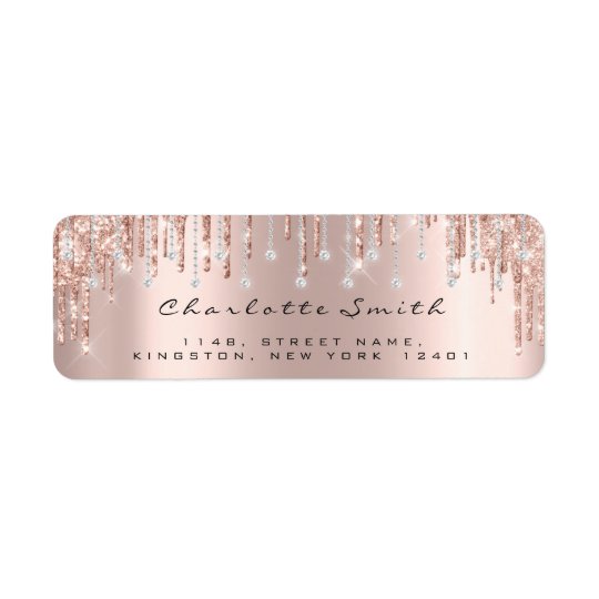 Glitter Drips Rose Diamond Return Address Labels | Zazzle.com