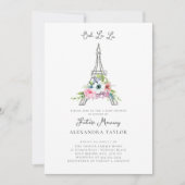 Glitter Eiffel Paris Rustic Bouquet Baby Shower Invitation | Zazzle