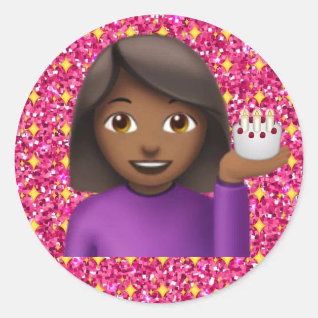 Glitter Emoji Girl Sticker | Zazzle