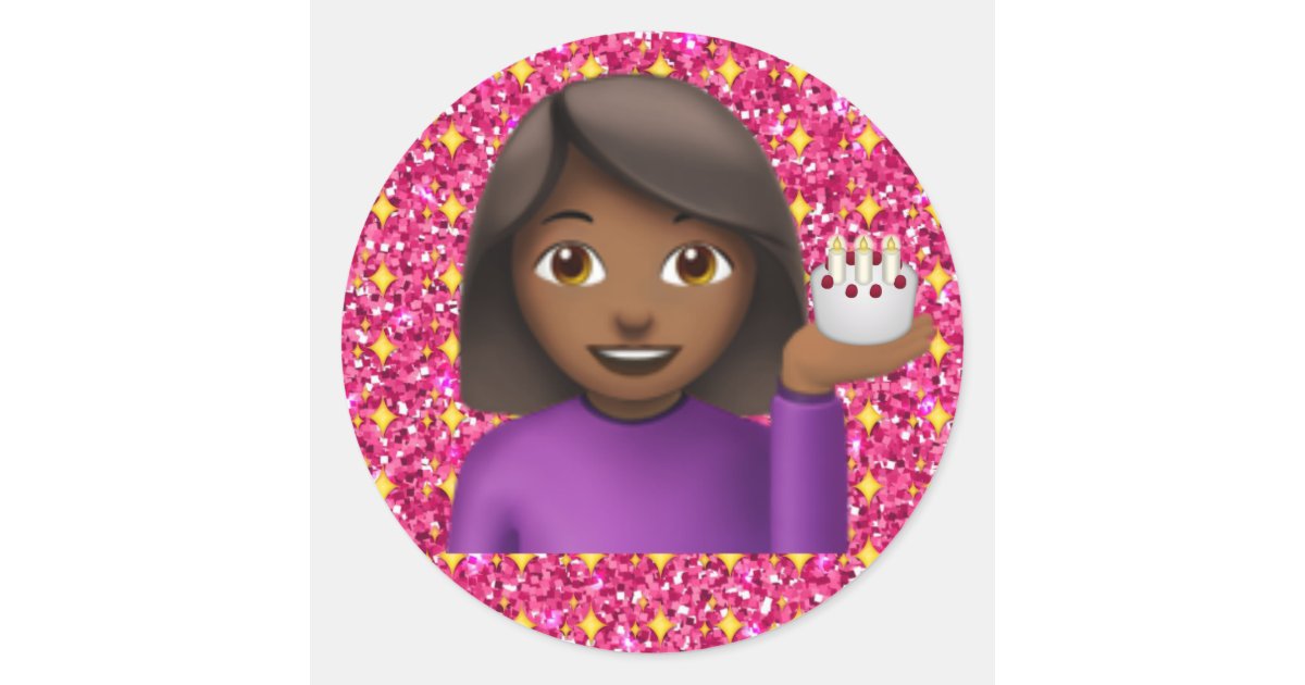 Glitter Emoji Girl Sticker | Zazzle