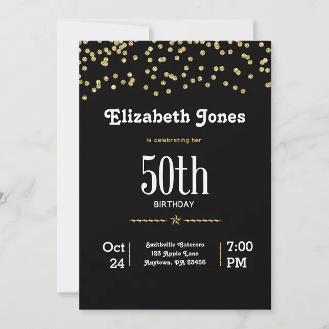 Glitter Gold 50th Birthday Invitation | Zazzle