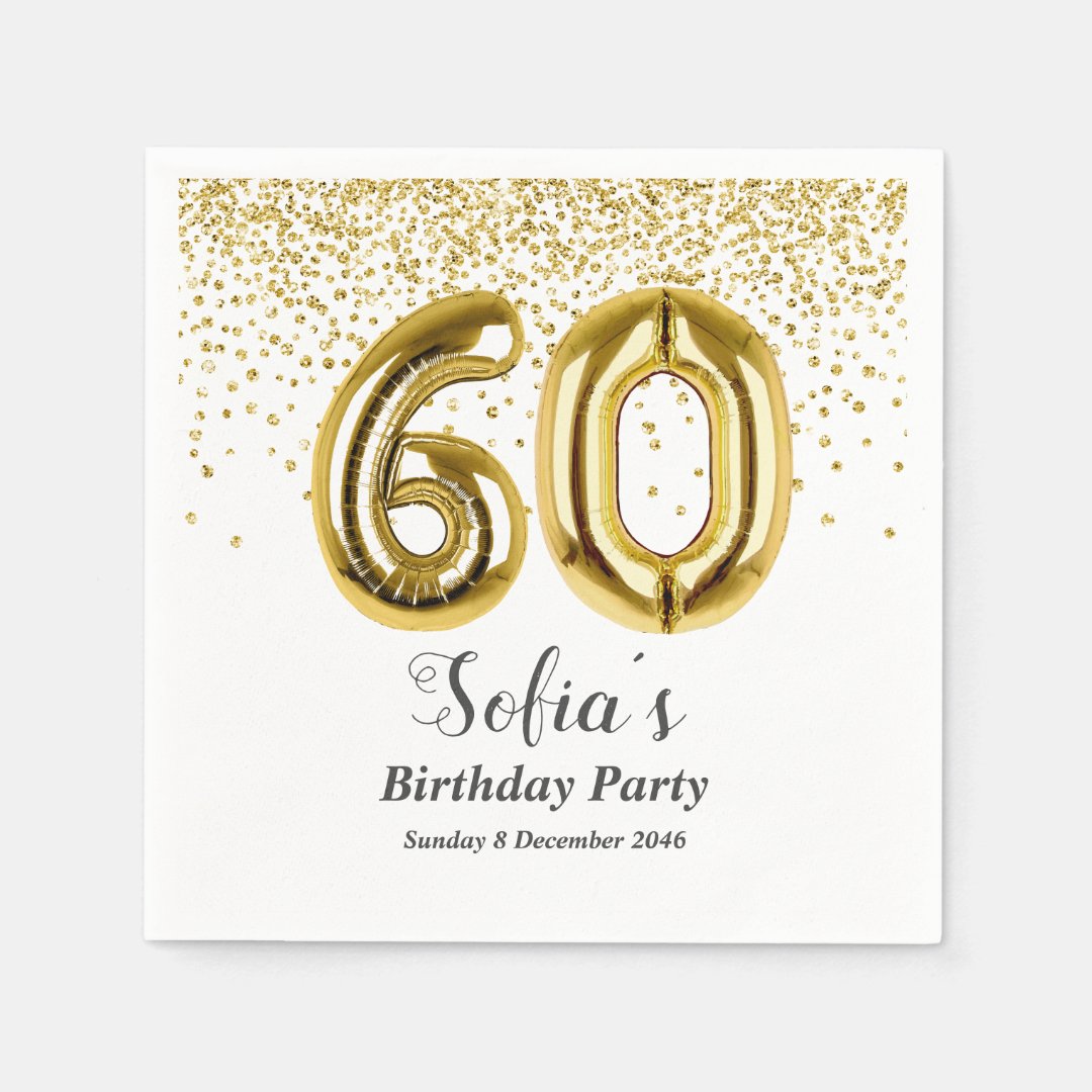 glitter gold , golden sparkle 60th birthday napkins | Zazzle