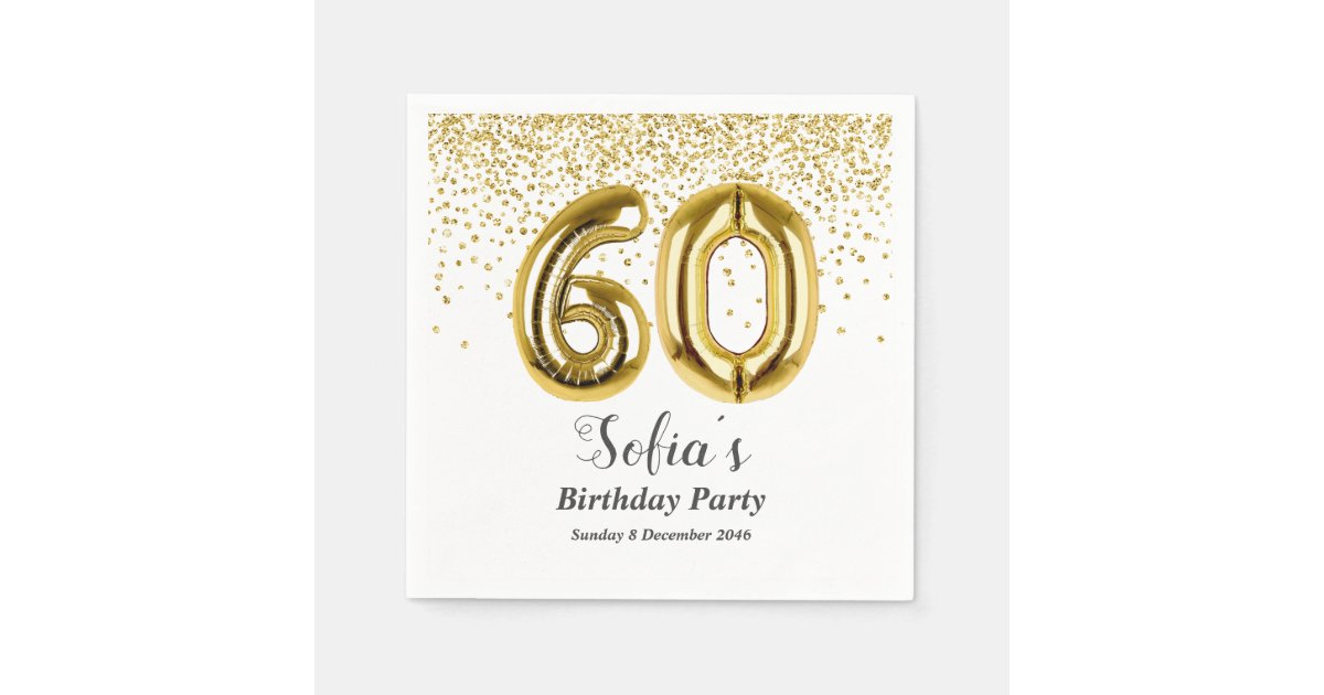 glitter gold , golden sparkle 60th birthday napkins | Zazzle