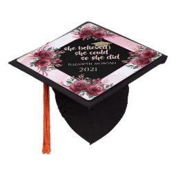 Glitter Gold Graduate Cap,Burgundy Roses Graduation Cap Topper | Zazzle