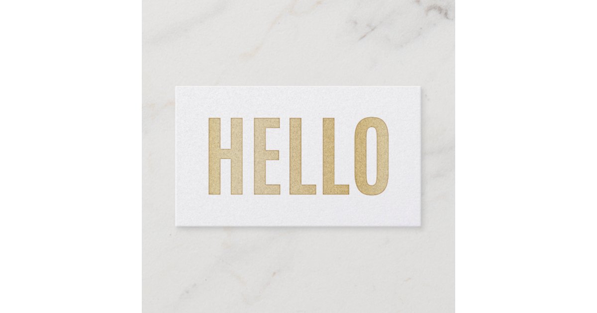 Glitter Gold Hello Calling Card | Zazzle