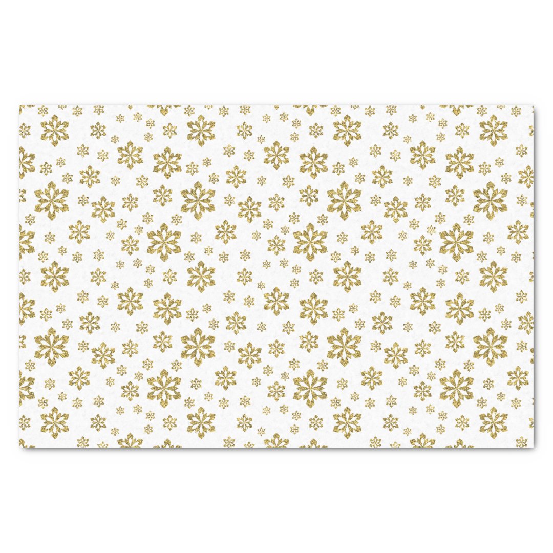 Glitter Gold Snowflakes on White Tissue Paper | Zazzle