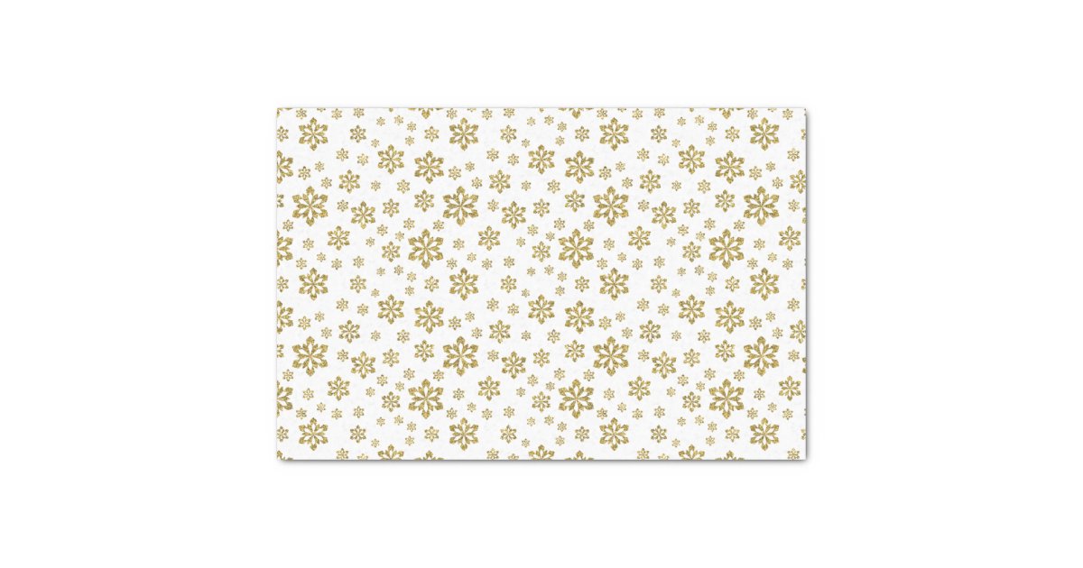 Glitter Gold Snowflakes on White Tissue Paper | Zazzle