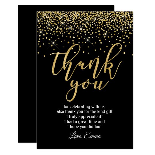 glitter gold thank you card | Zazzle.com