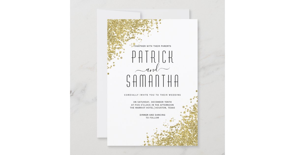 Glitter Gold Wedding Invitation | Zazzle
