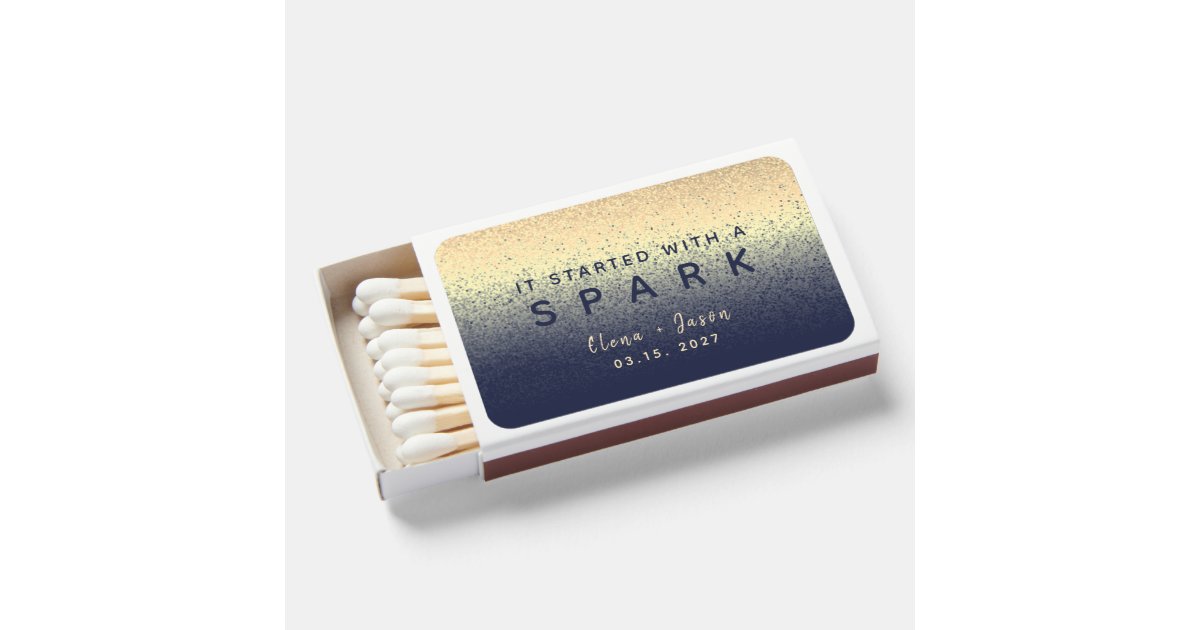 Glitter Gold Wedding Matchboxes | Zazzle