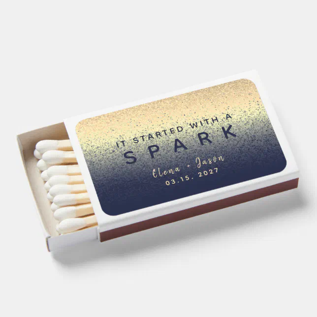Glitter Gold Wedding Matchboxes | Zazzle