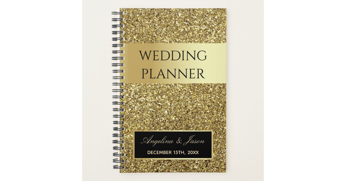 Glitter Gold Wedding Planner | Zazzle