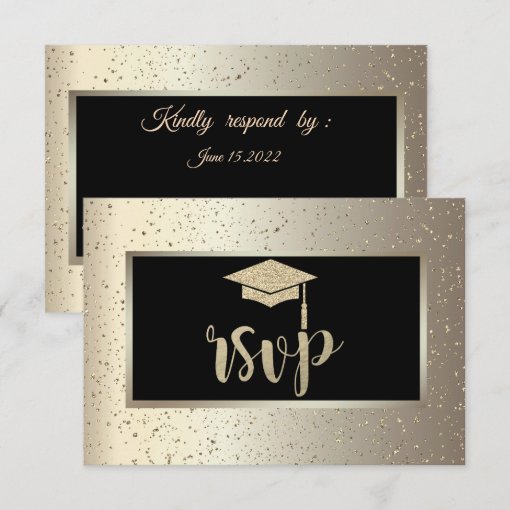 Glitter Grad Cap,Confetti Champagne Graduation RSVP Card | Zazzle