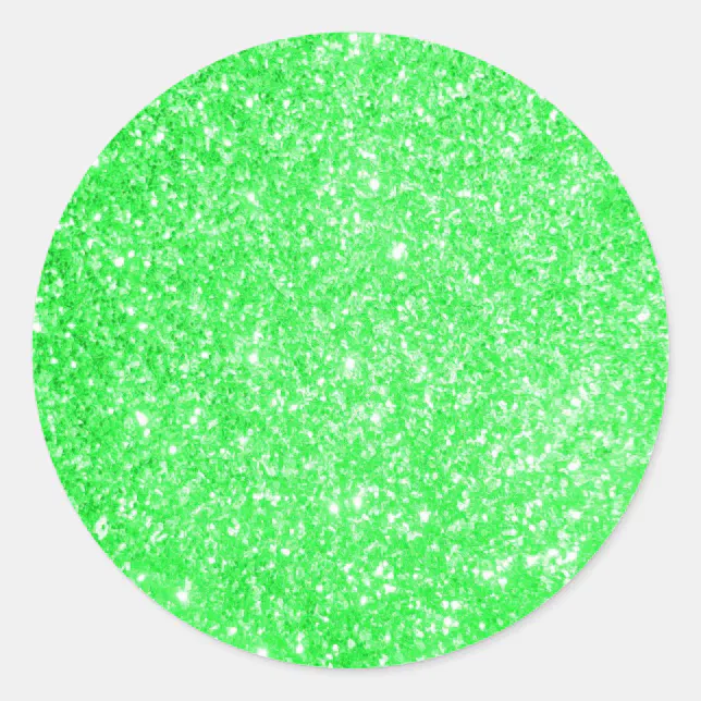 Glitter Green Classic Round Sticker | Zazzle