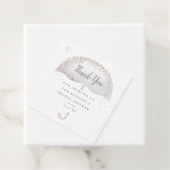 Glitter grey umbrella bridal shower thank you favor tags | Zazzle