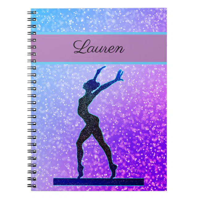 Glitter Gymnastics Beam Blue and Purple Notebook | Zazzle