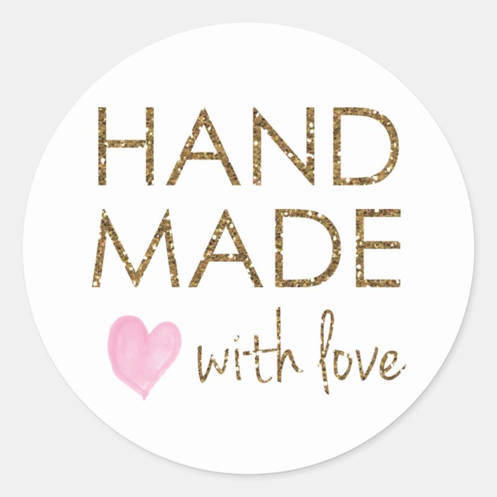 Glitter Handmade with Love Classic Round Sticker | Zazzle.com