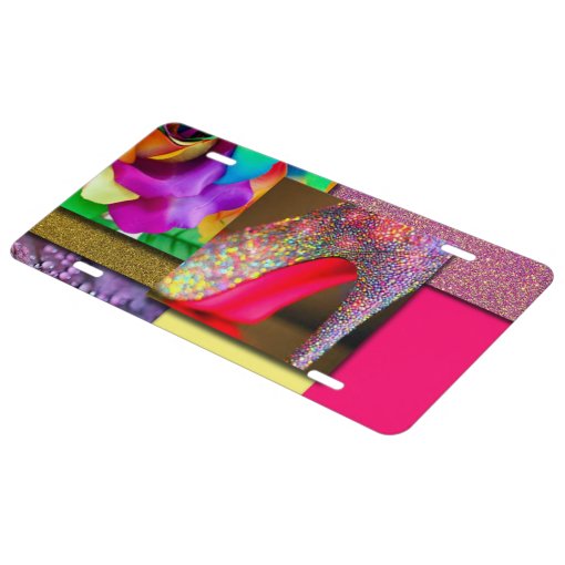 Glitter High Heel Collage License Plate | Zazzle