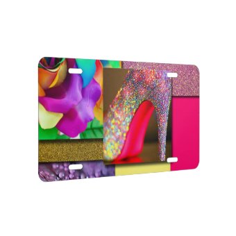 Glitter High Heel Collage License Plate | Zazzle