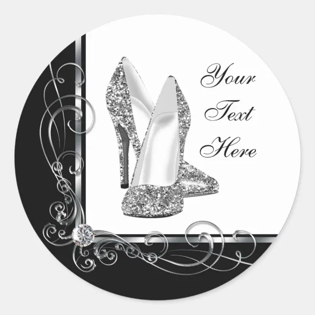 Glitter High Heel Shoe Stickers | Zazzle