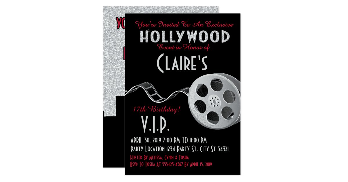 Glitter, Hollywood Glam Party Invitations | Zazzle.com