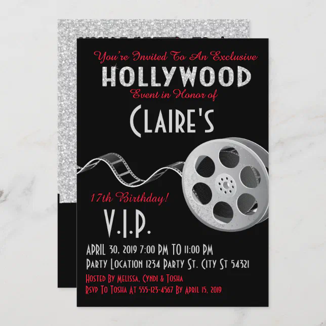 Glitter, Hollywood Glam Party Invitations | Zazzle