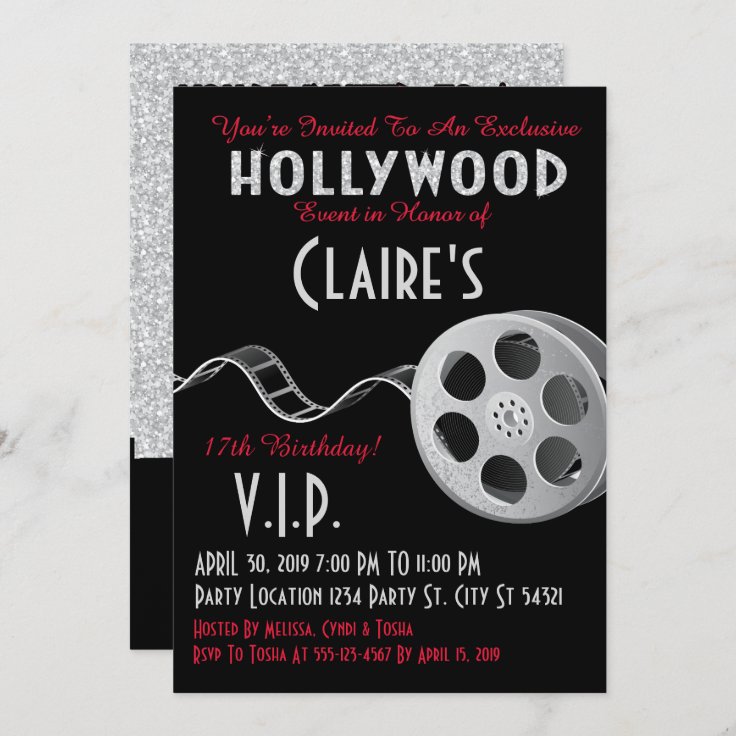 Glitter, Hollywood Glam Party Invitations | Zazzle
